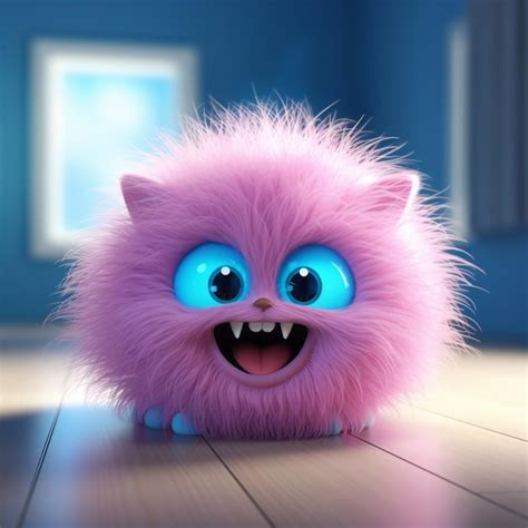 Premium Photo Pink And Blue Cat With Fangs And Eyes Generative Ai