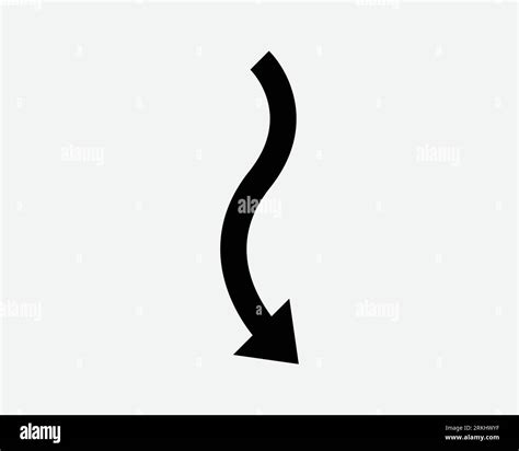 Wave Arrow Down Right Side Icon Bend Curve Curvy Curly Wavy Path