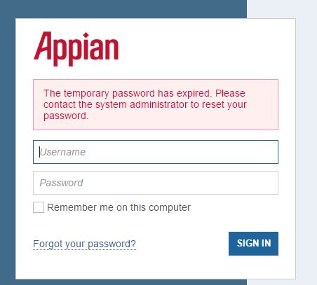 KB 1370 System Administrator S Temporary Password Expired Appian