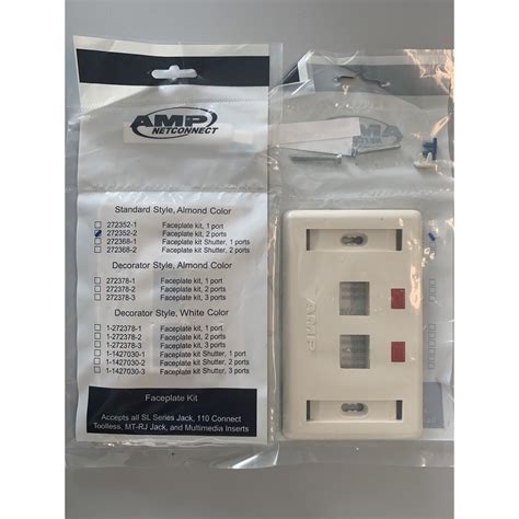 หน้ากากเต้ารับสายแลน ยี่ห้อ Amp Netconnect Face Plate 2 Port W Icon