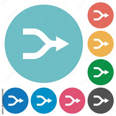 Merge Arrows Flat Round Icons Stock Vector Adobe Stock