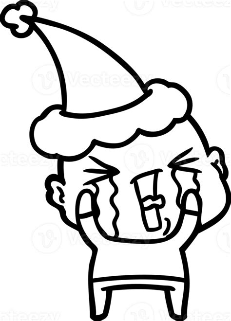 Mano Dibujado Línea Dibujo De Un Llorando Calvo Hombre Vistiendo Papa