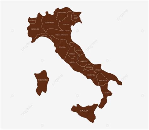 Italy Map With Regions Cartography Abstract Sicily Vector Cartography