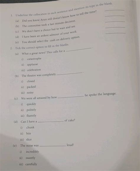 1 Underline The Collocation In Each Sentence Studyx