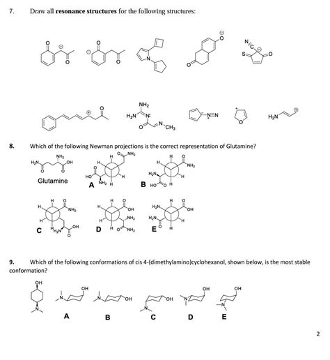 Draw All Resonance Structures For The Following Chegg