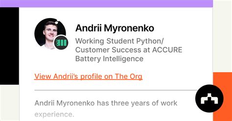 Andrii Myronenko Working Student Pythoncustomer Success At Accure Battery Intelligence The Org
