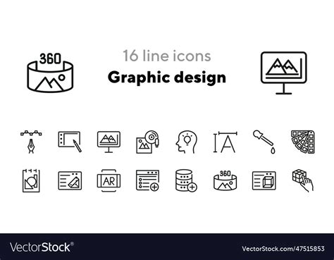 Graphic Design Line Icon Set Royalty Free Vector Image