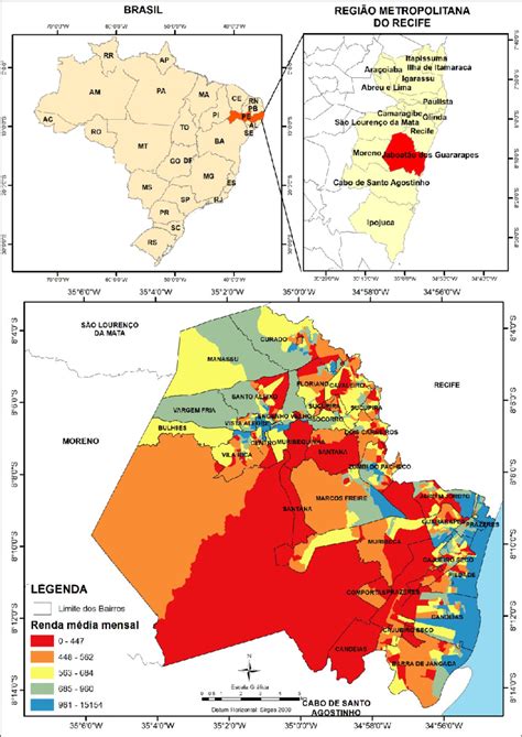 Mapa de localização do município do Jaboatão dos Guararapes e