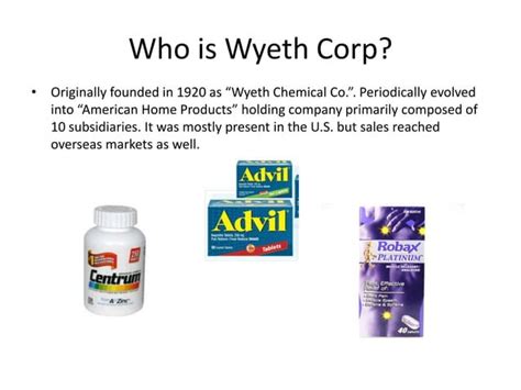 Wyeth Co Road To Globalization And Integration Ppt