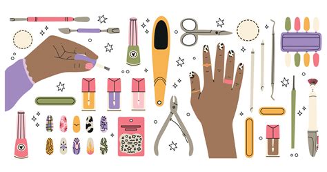 Cartoon Female Manicured Hands Manicure Salon Nail Care Routine Women S Hands And Various