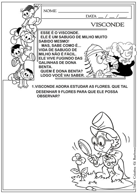 Atividades Sítio do Pica Pau Amarelo Visconde Dia nacional do livro
