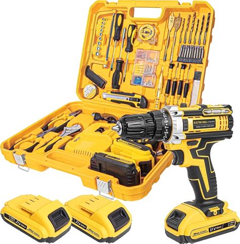 21v Cordless Drill Driver And Impact Tool Set 120pcs Power Combo Kit For