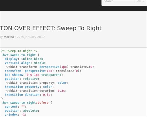 BUTTON OVER EFFECT Sweep To Right Codepad