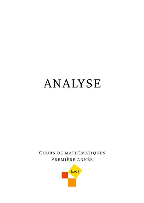Livre Analyse 1 Resume 3 An Aly S E C O U R S D E M At H É M At I Q