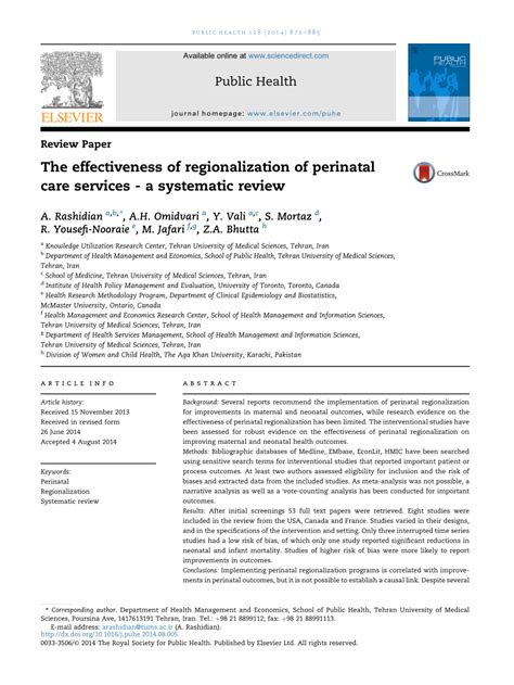 Pdf The Effectiveness Of Regionalization Of Perinatal Care Services