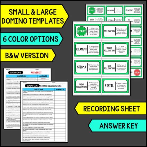 Pollination Review Activity Domino Puzzle Biology Fun No Prep Game