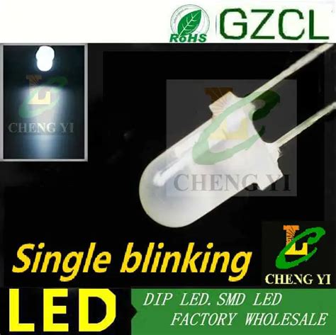 Ultra White Diffused 3mm Blinking Led 6000 6500K Round Dip Led 1 5Hz