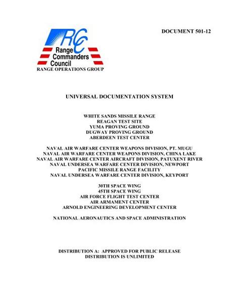 501 12 Universal Documentation System White Sands Missile