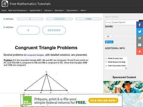 Analyze Math Congruent Triangle Problems Activity For 9th 10th Grade Lesson Planet
