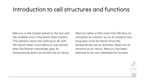 Cell Structure And Function Science Presentation