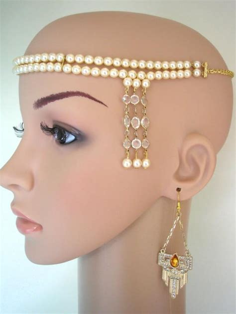 Gatsby Headpiece Pearl Headband Art Deco Forehead Band Pearl