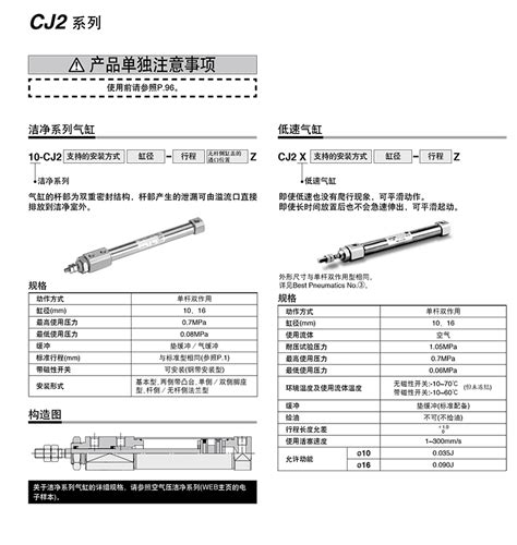 SMC CJ2 Z 系列 气缸 标准型 单杆双作用 CDJ2B16 60Z A93L B 1个