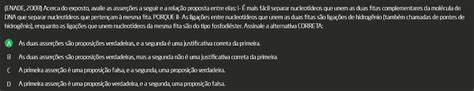 Enade 2008 Acerca Do Exposto Avalie As Asserções A Seguir E A