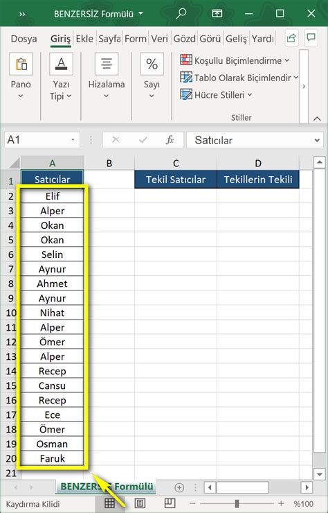 Excelin Yeni Formülleri Benzersİz Formülü Orta Düzey Excel Dersleri