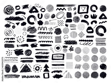 手描きの落書き素材 ブラシストローク・テクスチャ Vector De Stock Adobe Stock