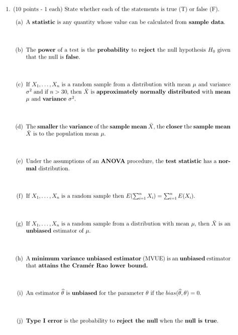 Solved 1 10 Points 1 Each State Whether Each Of The Chegg Com