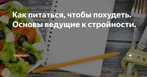 Как питаться чтобы похудеть Основы ведущие к стройности ОколоПП