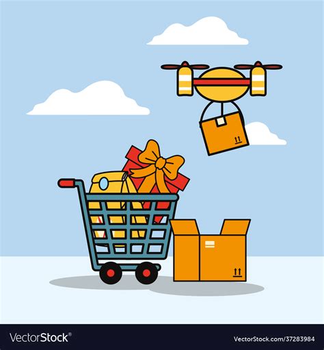 Gift Inside Cart Royalty Free Vector Image VectorStock