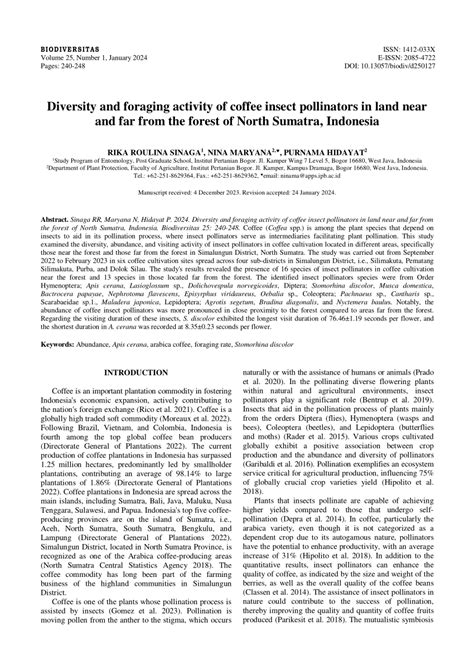 Pdf Diversity And Foraging Activity Of Coffee Insect Pollinators In