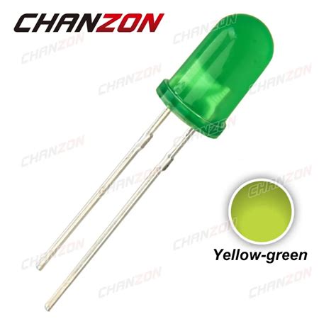 100pcs Yellow Green 5mm Diffused LED 20mA DC 2V Through Hole Diode