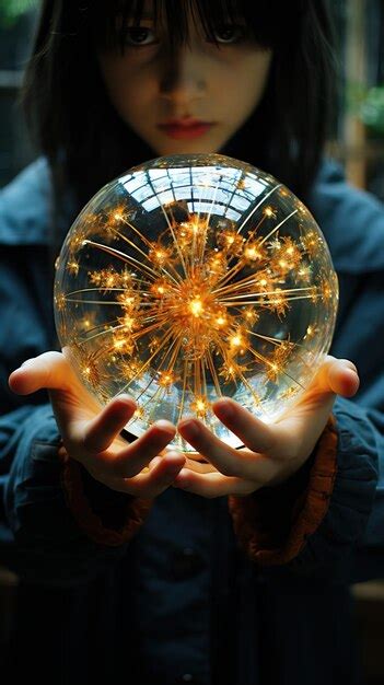 Premium Photo A Person Holding A Glowing Ball