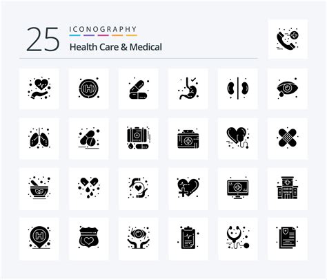 cuidado de la salud y paquete de iconos de glifos sólidos médicos incluido el médico salud