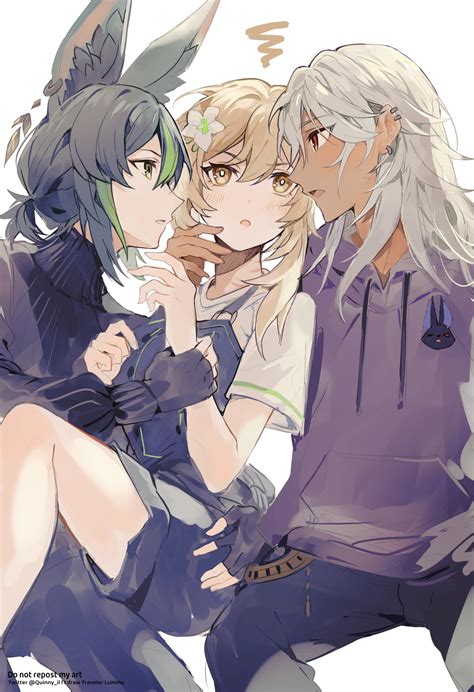 Lumine Tighnari And Cyno Genshin Impact Drawn By Quinnyil Danbooru