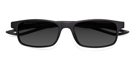 Matte Black Gray Wrap Around Tr90 Rectangle Tinted Sunglasses With Gray