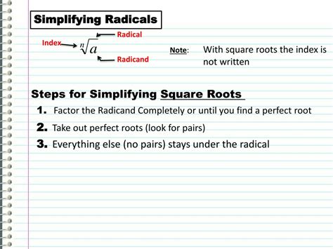 PPT Easy Steps For Simplifying Radicals Radicals Index And Properties PowerPoint Presentation