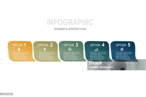 사업 계획 전략 로드맵 워크 플로우 옵션을위한 벡터 인포 그래픽 템플릿 5단계 현대 타임라인 다이어그램 크리에이티브 스타일