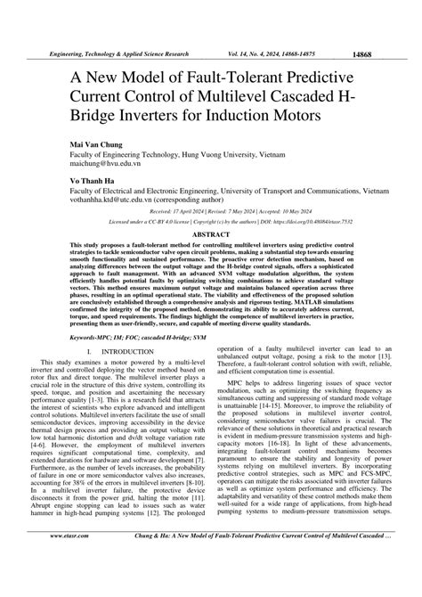 pdf a new model of fault tolerant predictive current control of