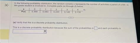 Solved In The Following Probability Distribution The Random