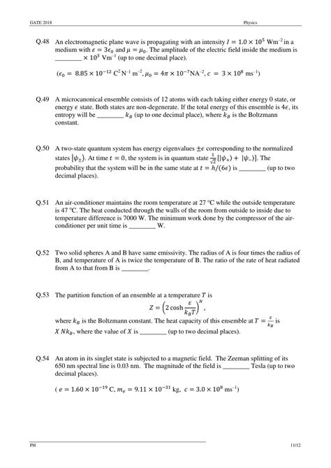 Gate 2018 Physics Ph Question Paper With Answer Key Indcareer Docs
