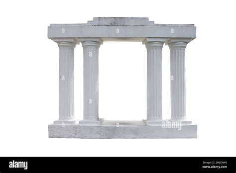 Four Columns With Beams Isolated On White Background Abstract Ancient