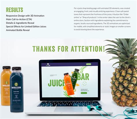 Juice Bar Landing Page UI Animation Behance