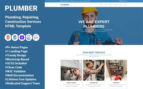 Plumber Plumbing Repairing Construction Html Template