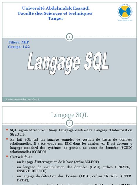 Cours Sql Fstt18 Pdf