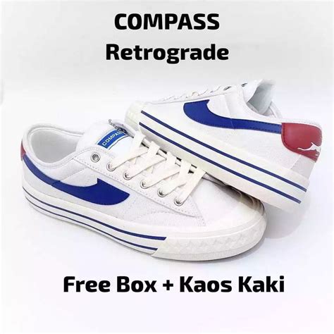 Jual Sepatu Compass Retrograde Blue White Pria Wanita Casual Shopee