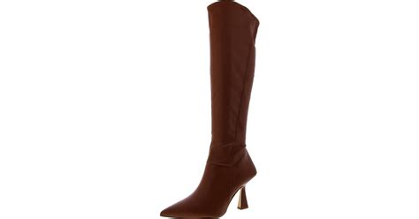 Franco Sarto Alta Faux Leaher Pointed Toe Knee High Boots In Brown Lyst