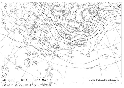 タマの高層天気図 高層天気図2020年05月05日09時